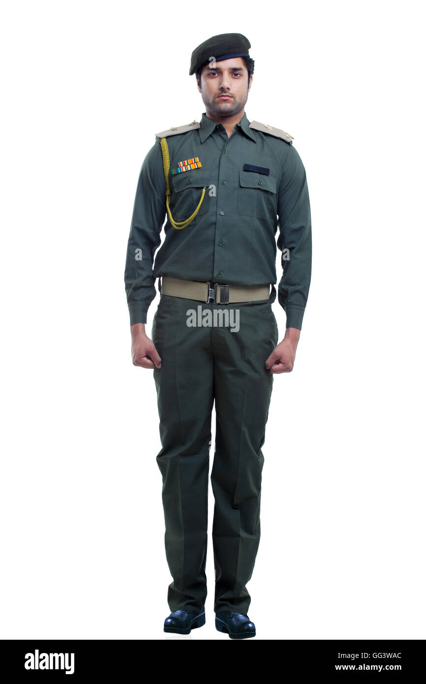 Portrait of security guard over white background Stock Photo - Alamy