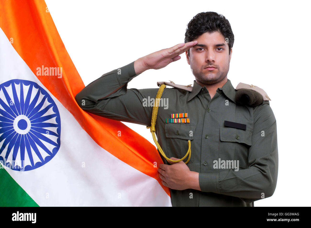 Security guard saluting indian flag hi-res stock photography and images ...