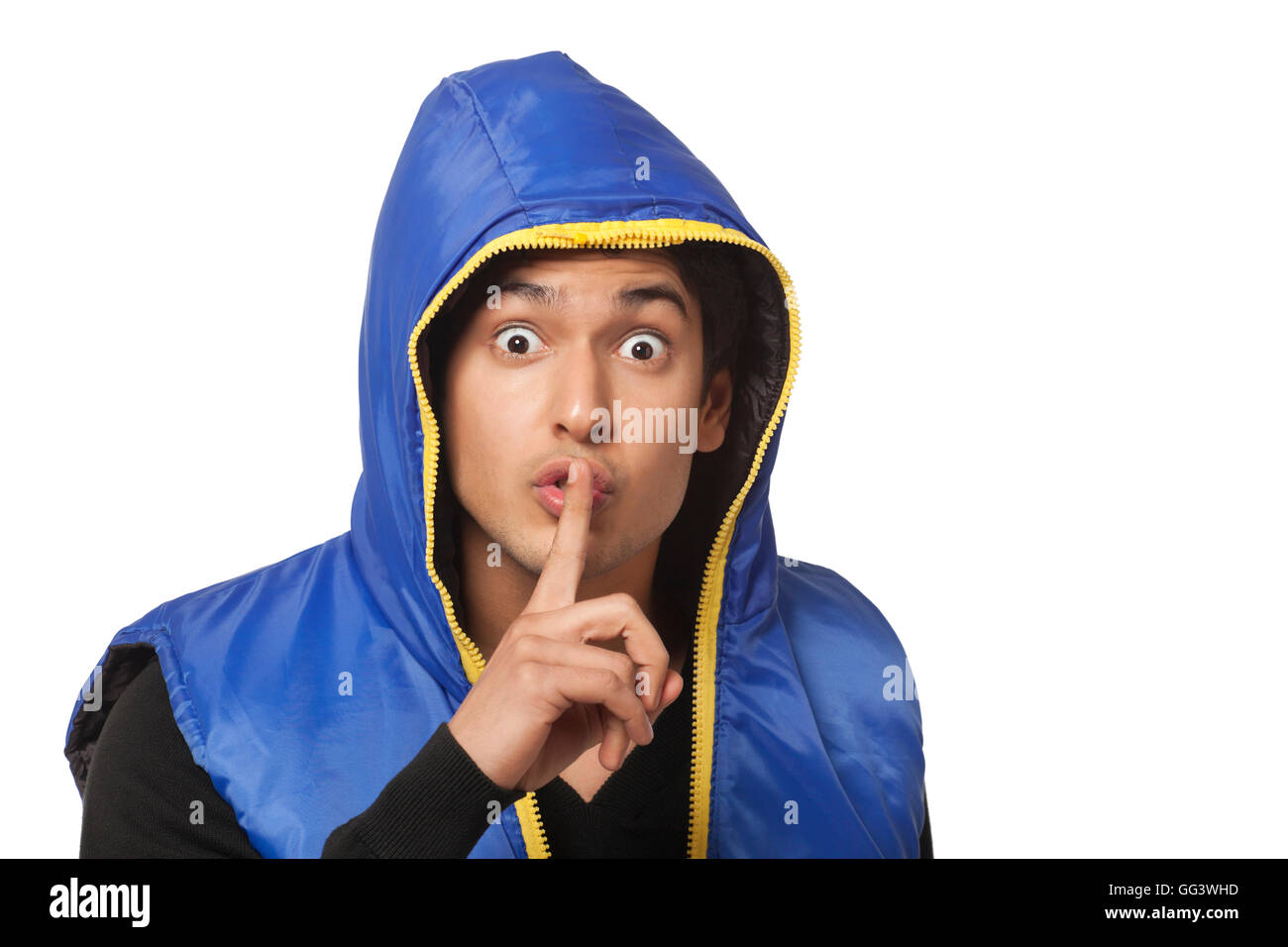 Man hood and finger on lips hi-res stock photography and images - Alamy