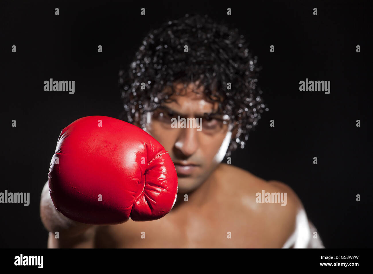 Man in boxing stance Stock Photo - Alamy