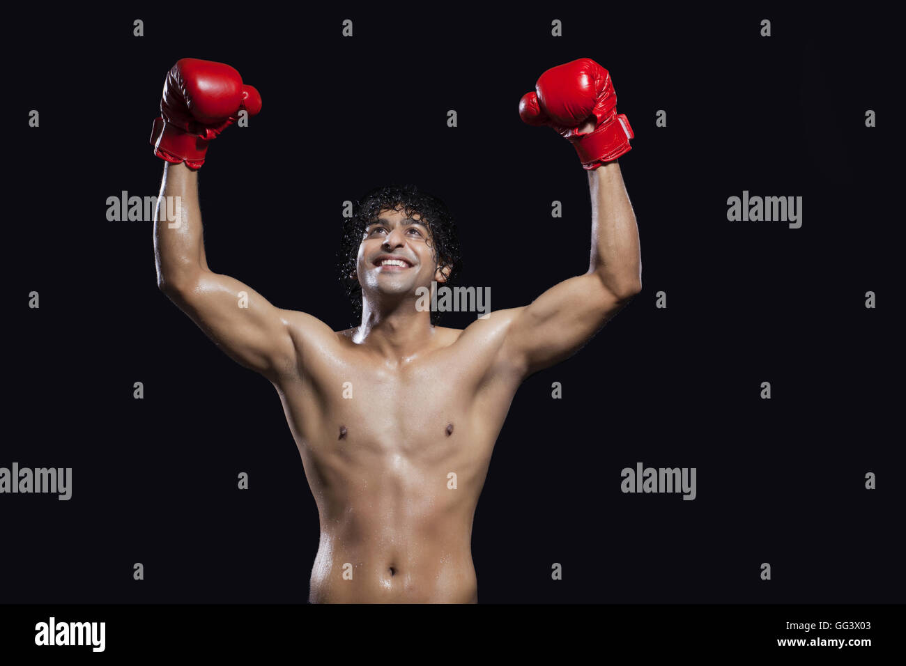Smiling boxer enjoying success Stock Photo - Alamy
