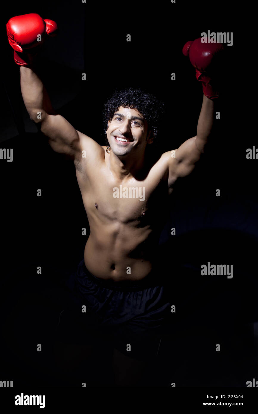 Male boxer enjoying success Stock Photo - Alamy