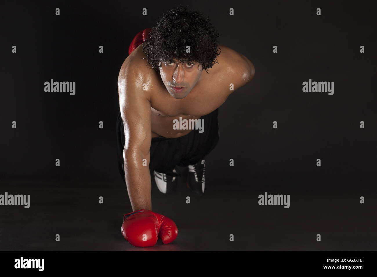 Portrait of boxer doing push ups Stock Photo - Alamy