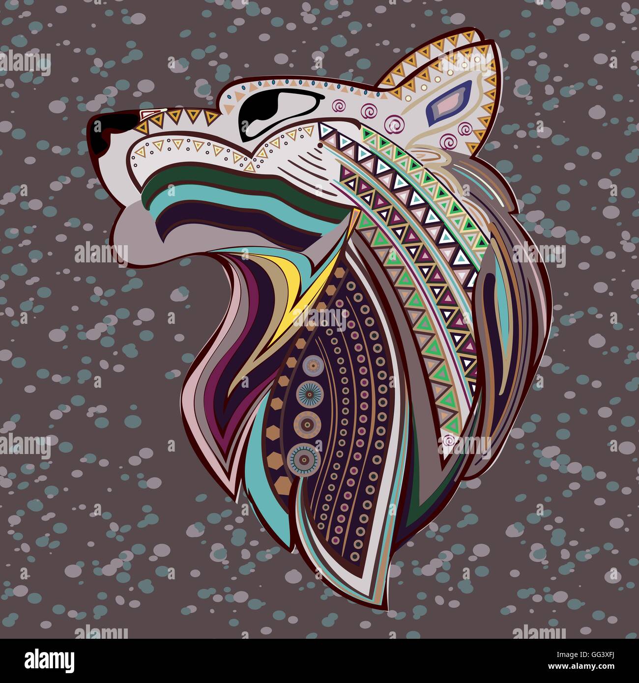 Colored Wolf Drawings