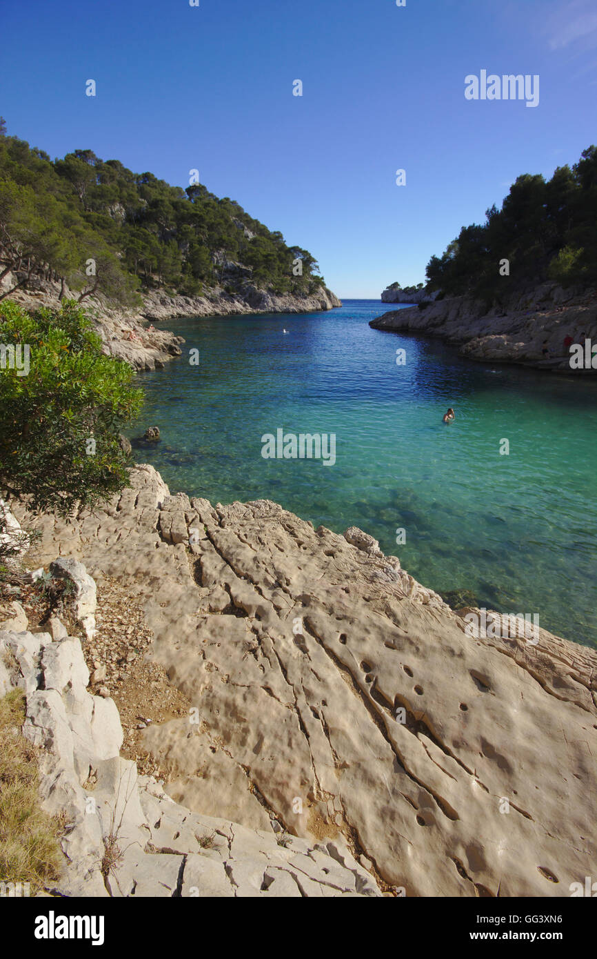Calanque de Port Pin, bay on the Mediterranean Sea near Cassis, France ...