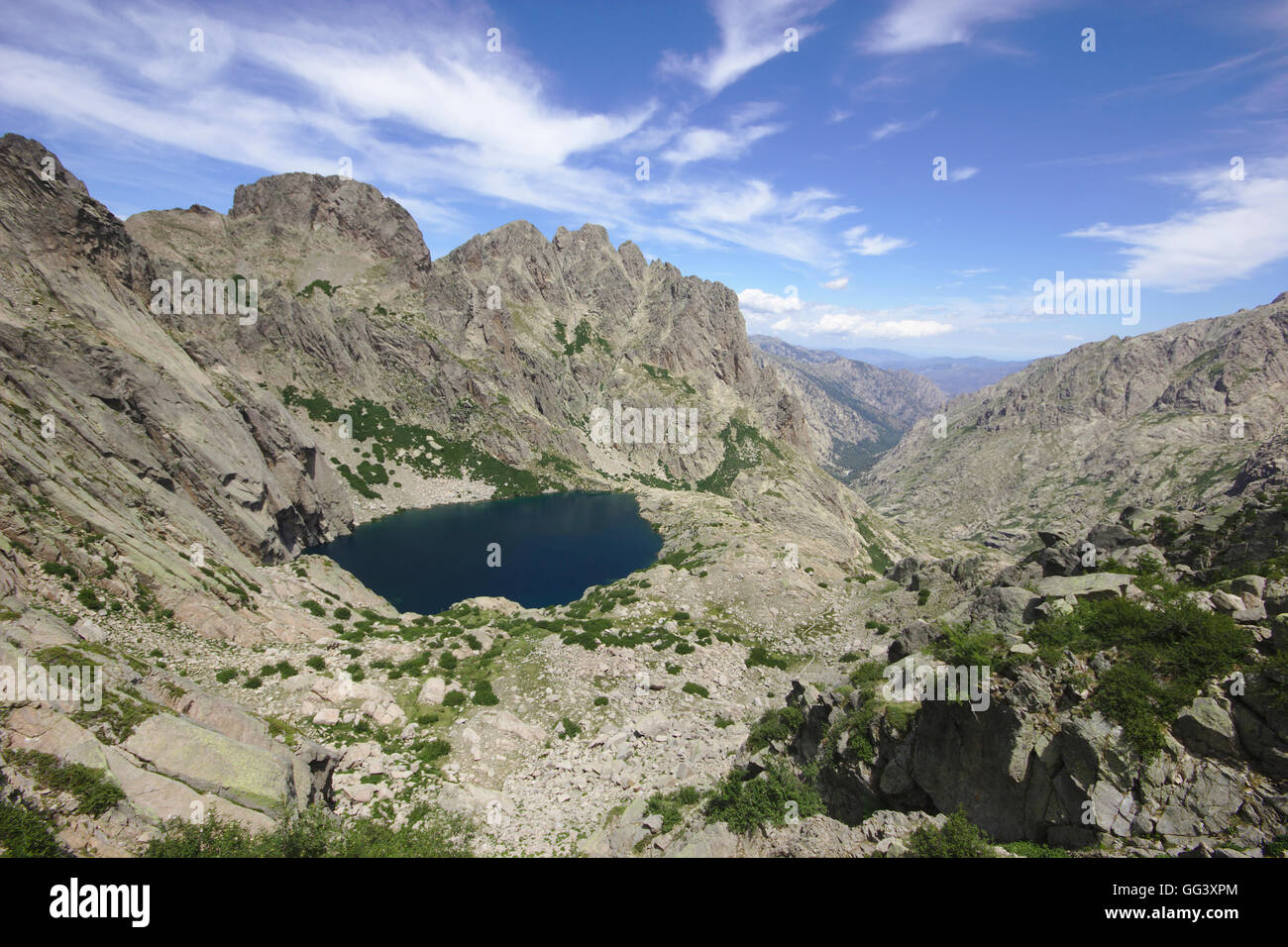 Capitello Lake (Lac de Capitello) and Lambarduccio from GR20 near Punta ...