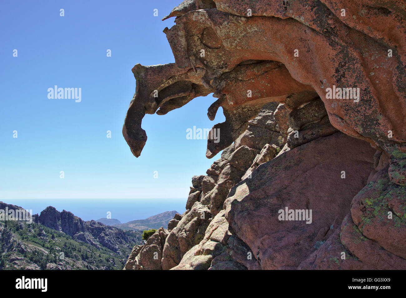 Tafoni (erosion in granite) on Capu d'Orto near Porto, Corsica, France ...