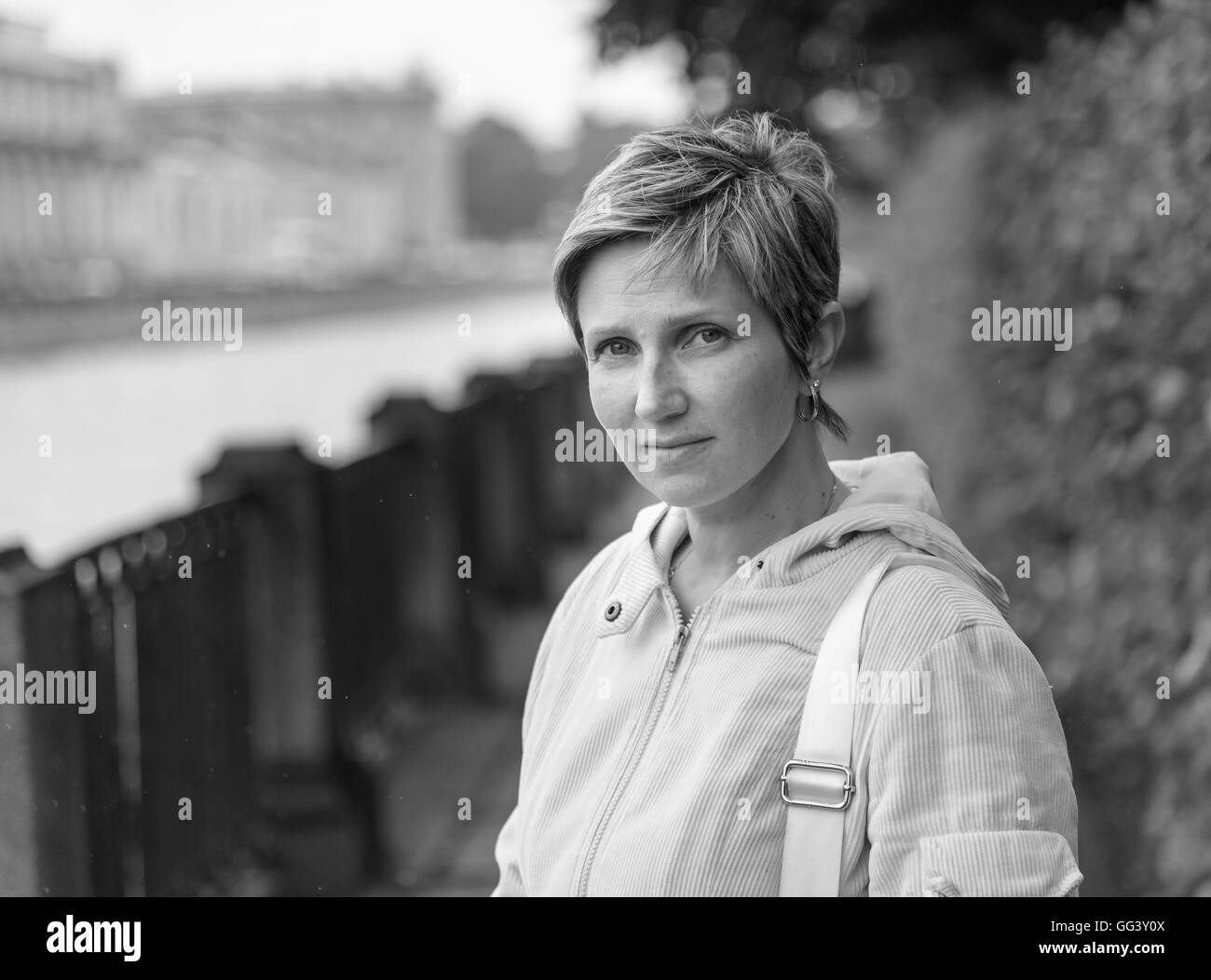 Black and White Closeup of a Young Woman Stock Photo - Alamy