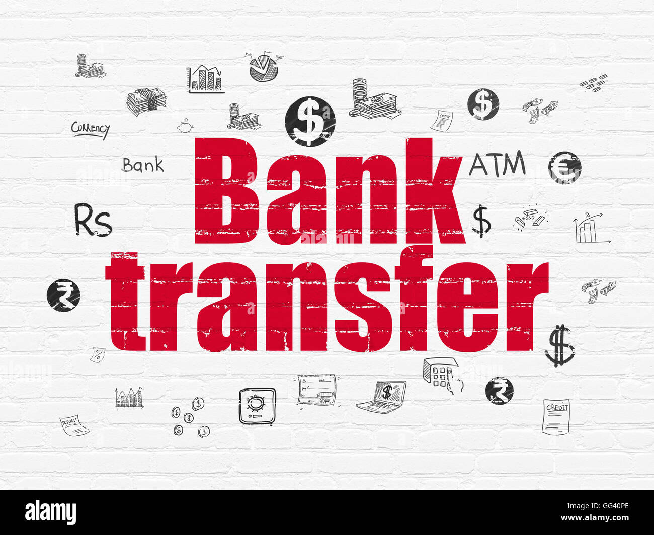 Banking concept: Bank Transfer on wall background Stock Photo - Alamy
