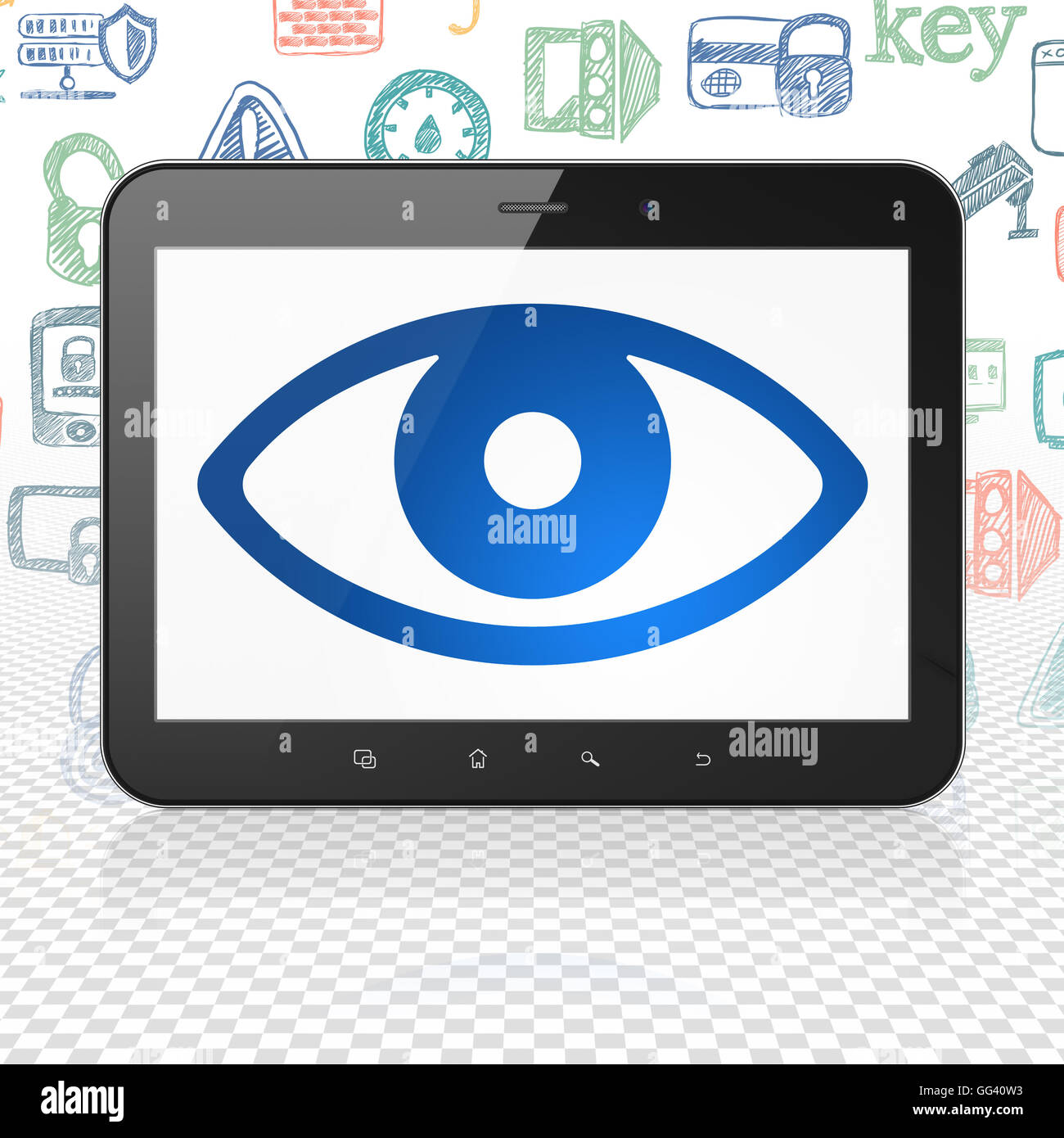 Security concept: Tablet Computer with Eye on display Stock Photo - Alamy