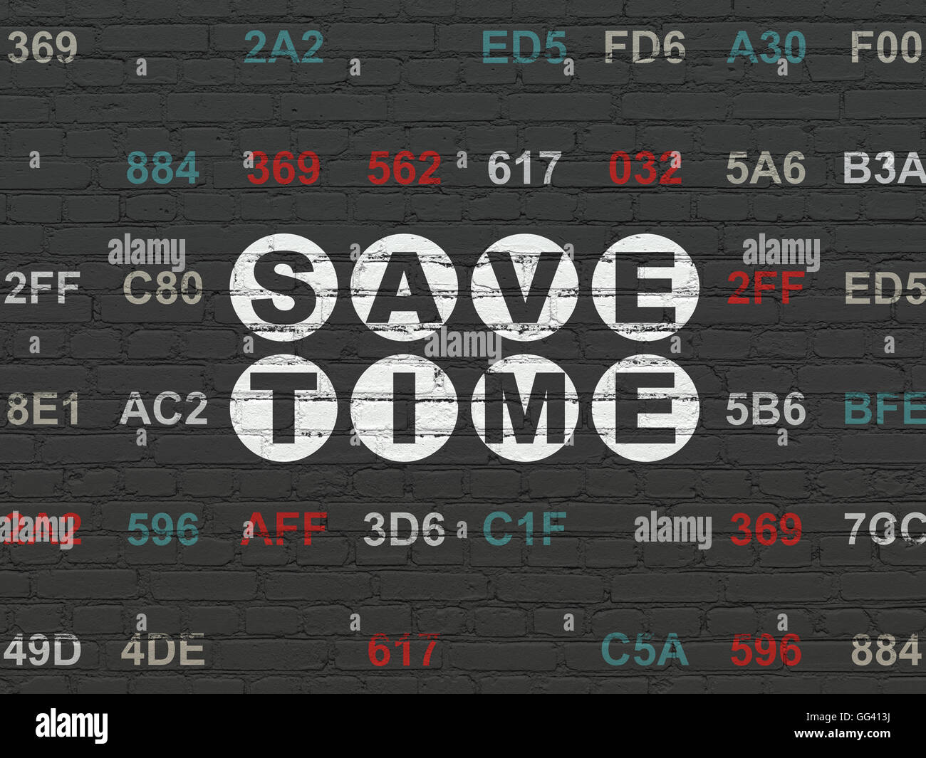 Timeline concept: Save Time on wall background Stock Photo - Alamy