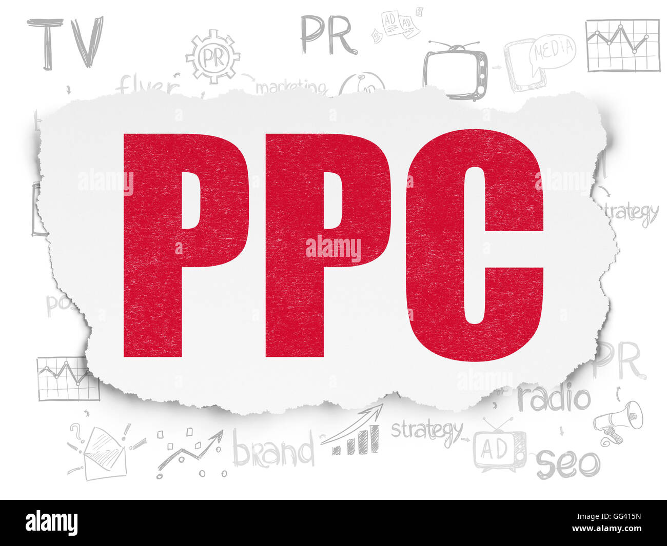 Advertising concept: PPC on Torn Paper background Stock Photo - Alamy
