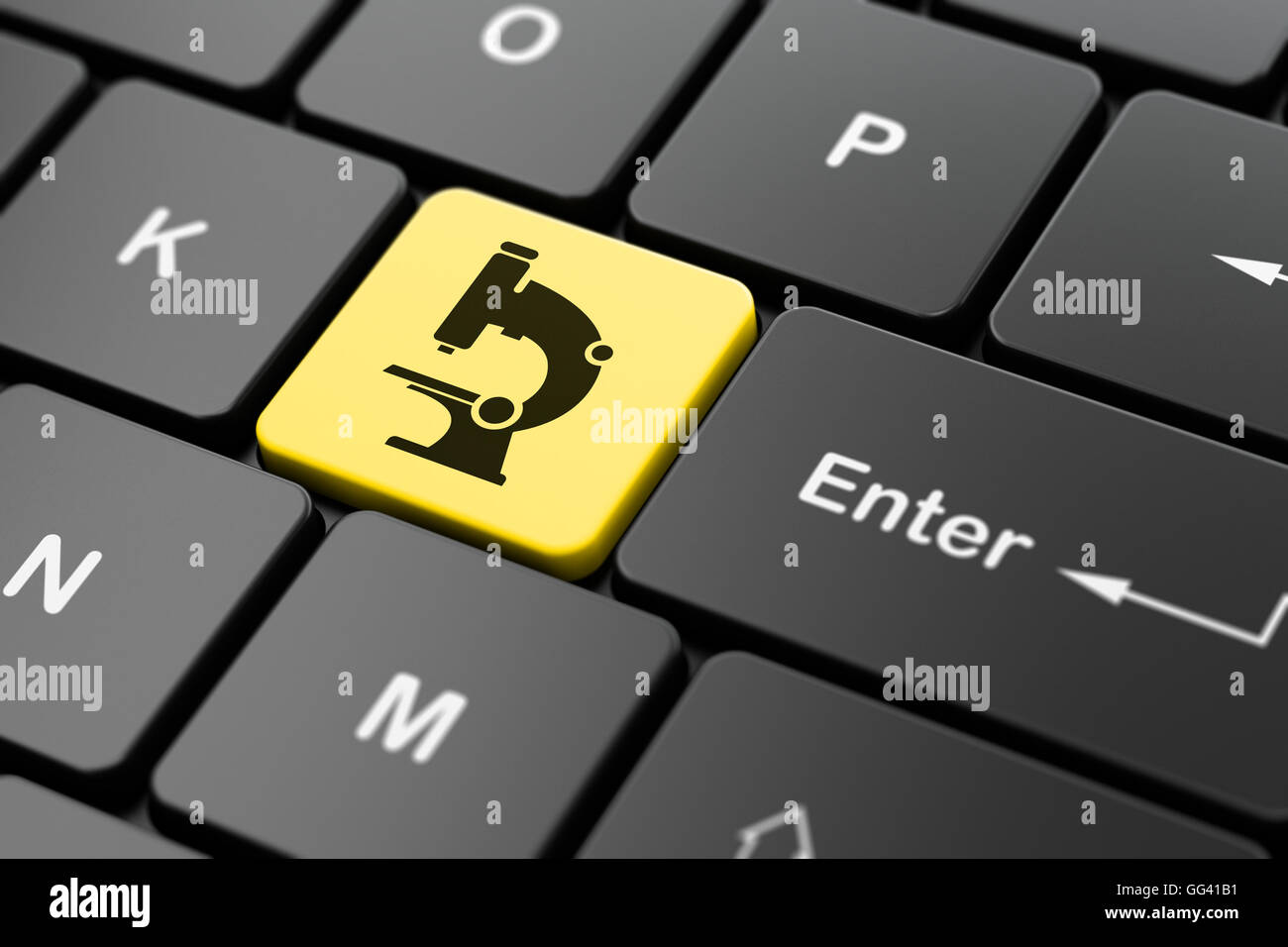 Science concept: Microscope on computer keyboard background Stock Photo ...