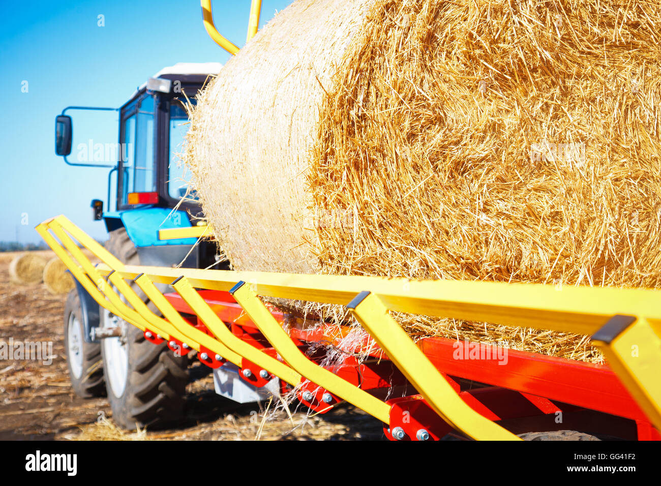 Bale straw on trailer in hi-res stock photography and images - Alamy
