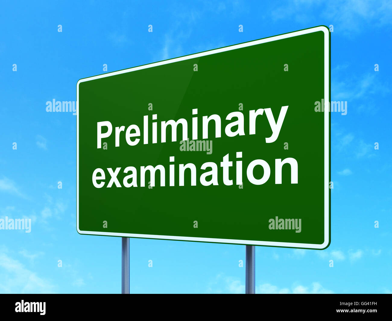 Learning concept: Preliminary Examination on road sign background Stock ...