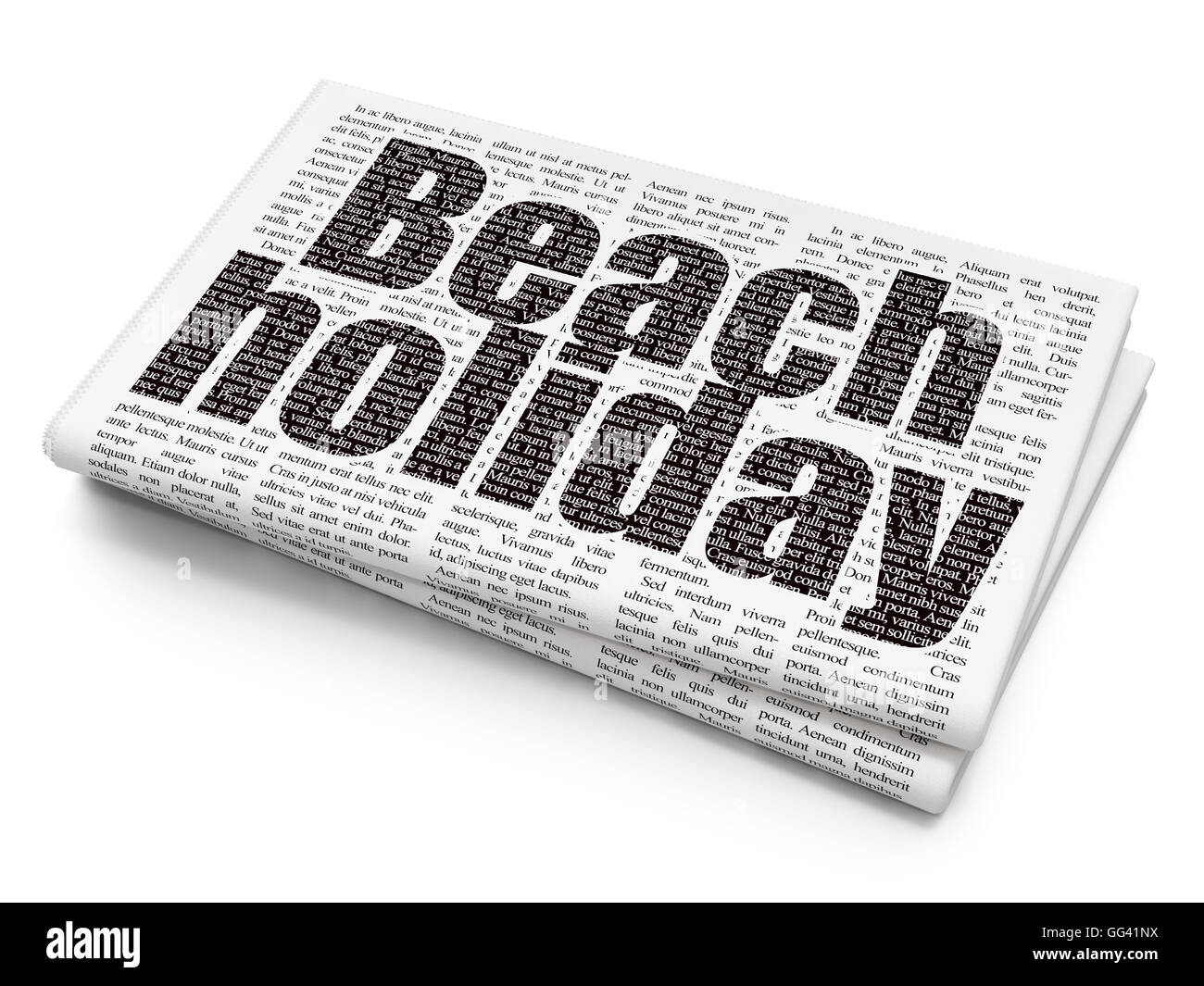Vacation concept: Beach Holiday on Newspaper background Stock Photo - Alamy