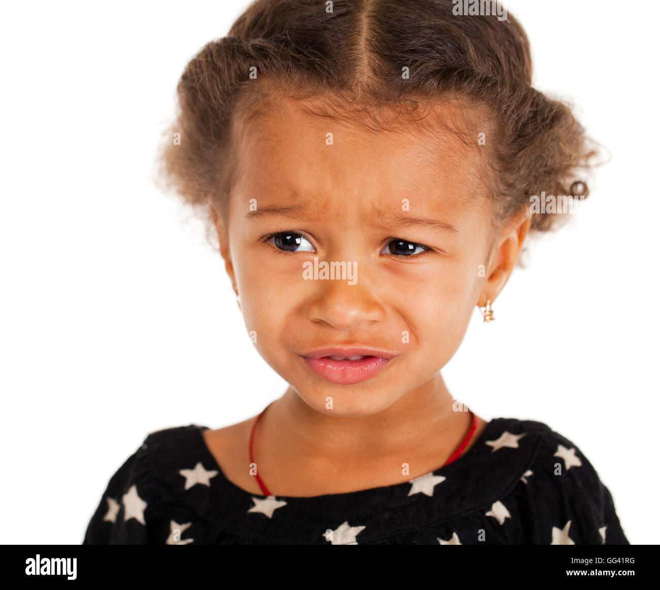 Portrait of beautiful happy little girl, isolated on white Stock Photo ...