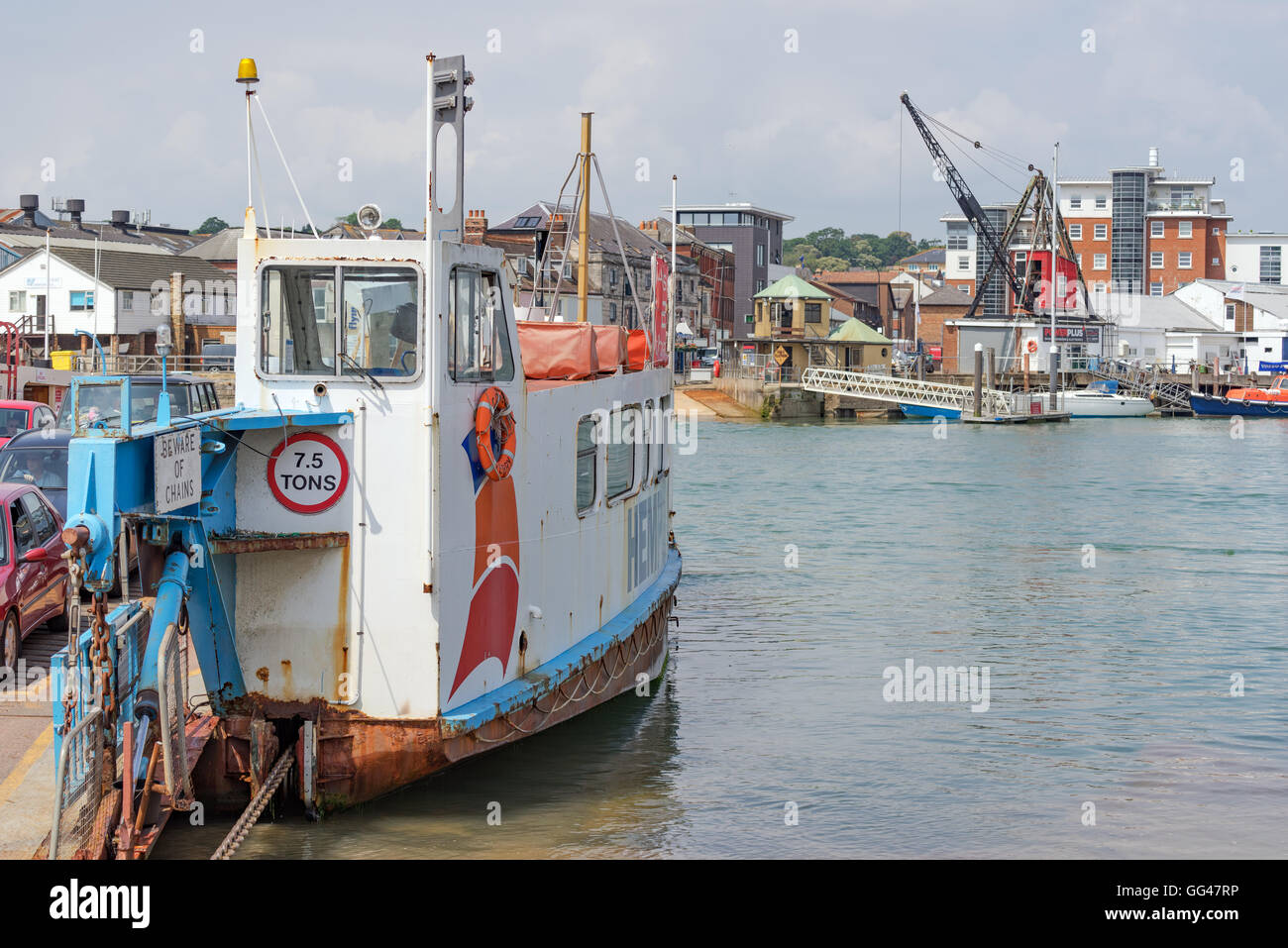 The floating chain bridge which links east and west Cowes on the Isle ...