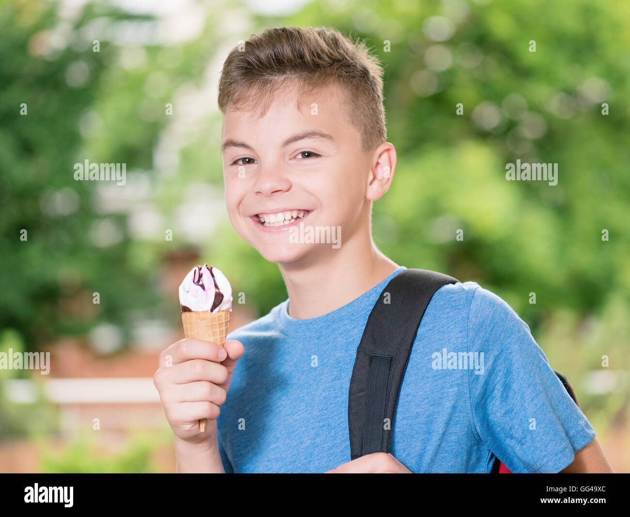 Boy with ice cream Stock Photo - Alamy