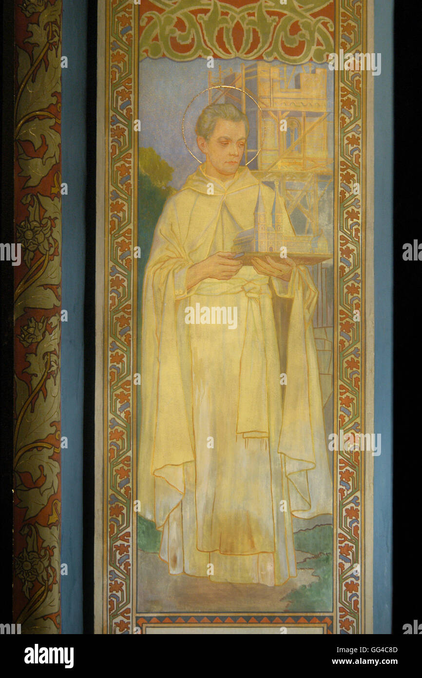 Blessed Hroznata of Bohemia. Art Nouveau mural from 1901-1903 by Czech ...