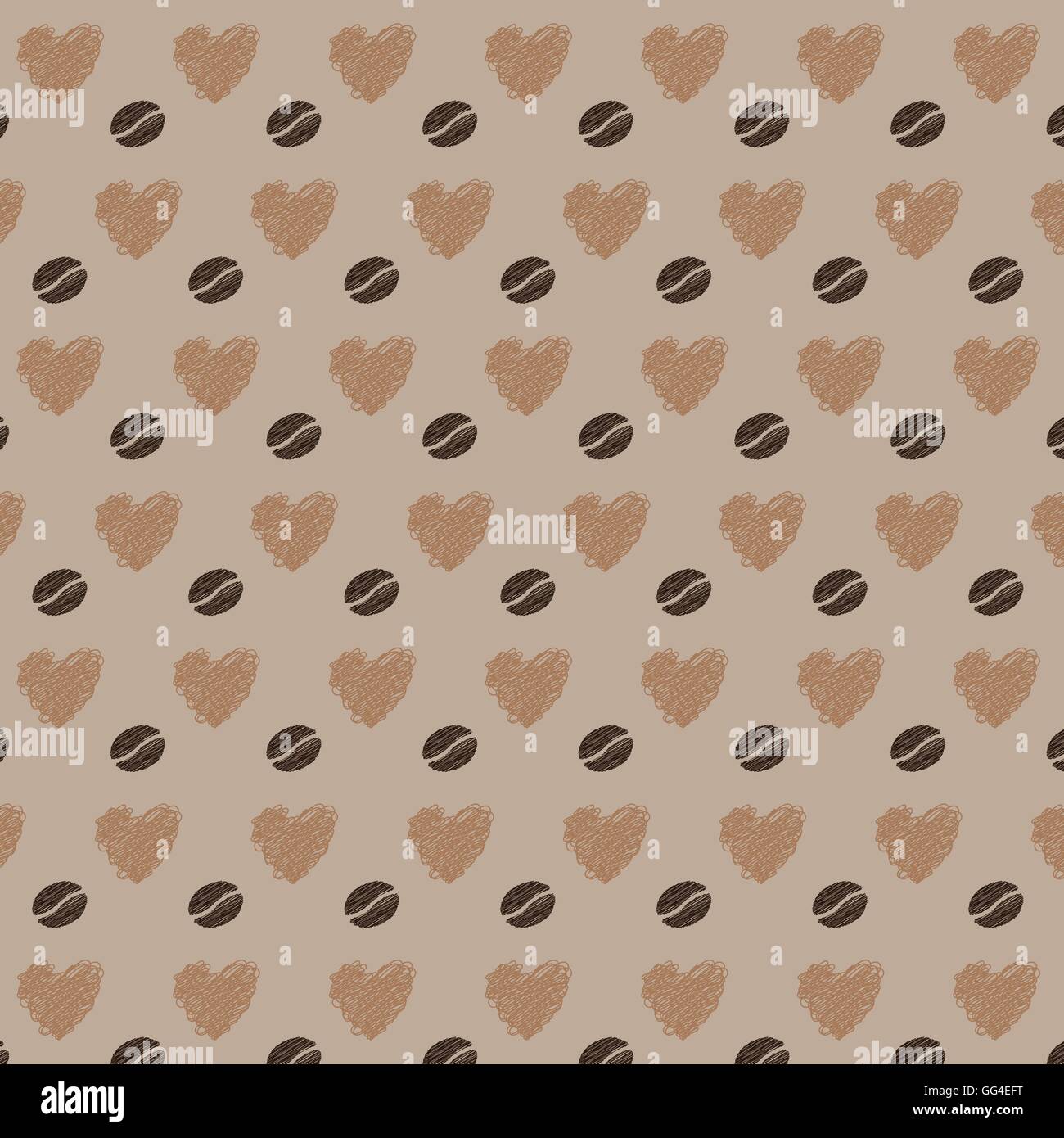 Love coffee beans and hearts seamless vector pattern. Grains with heart ...