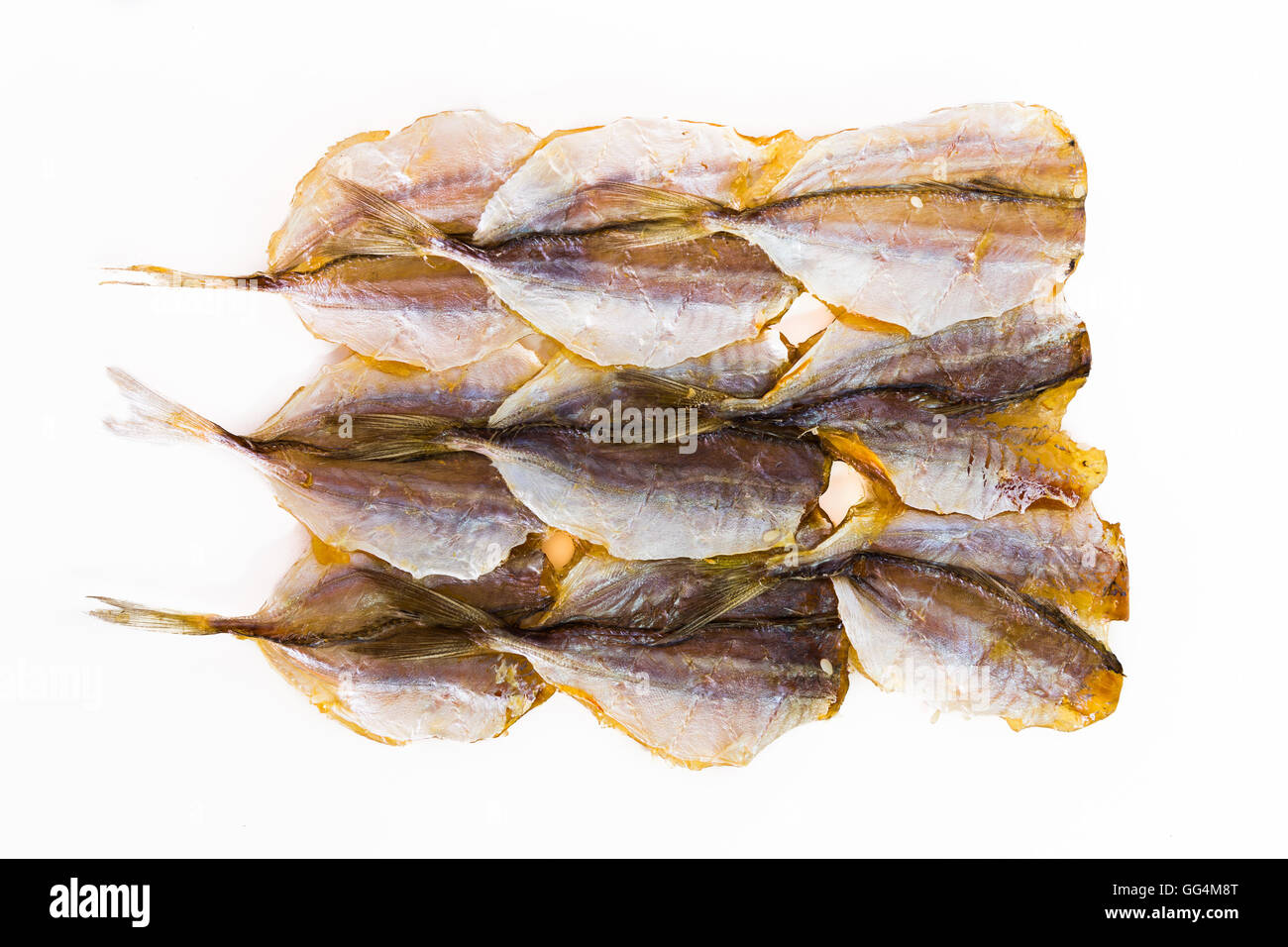 Dried fish preservation on a white background Stock Photo - Alamy