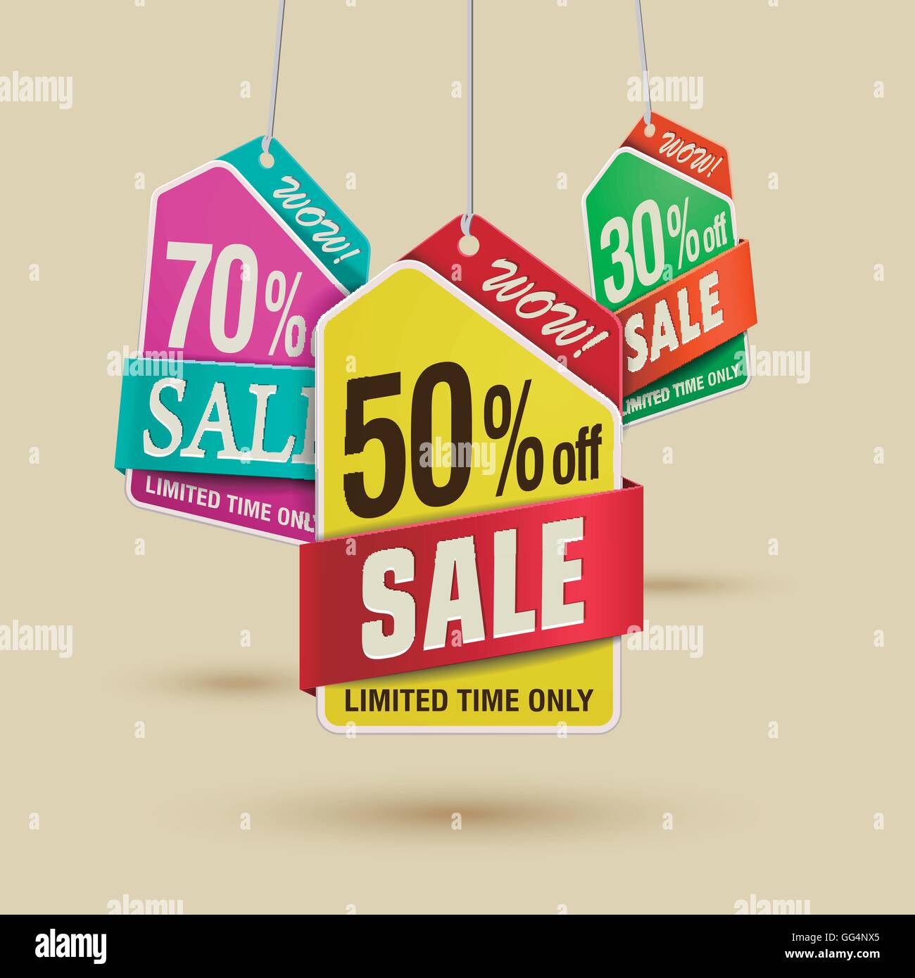 Bargain sale discount label template design in multiple color Stock ...