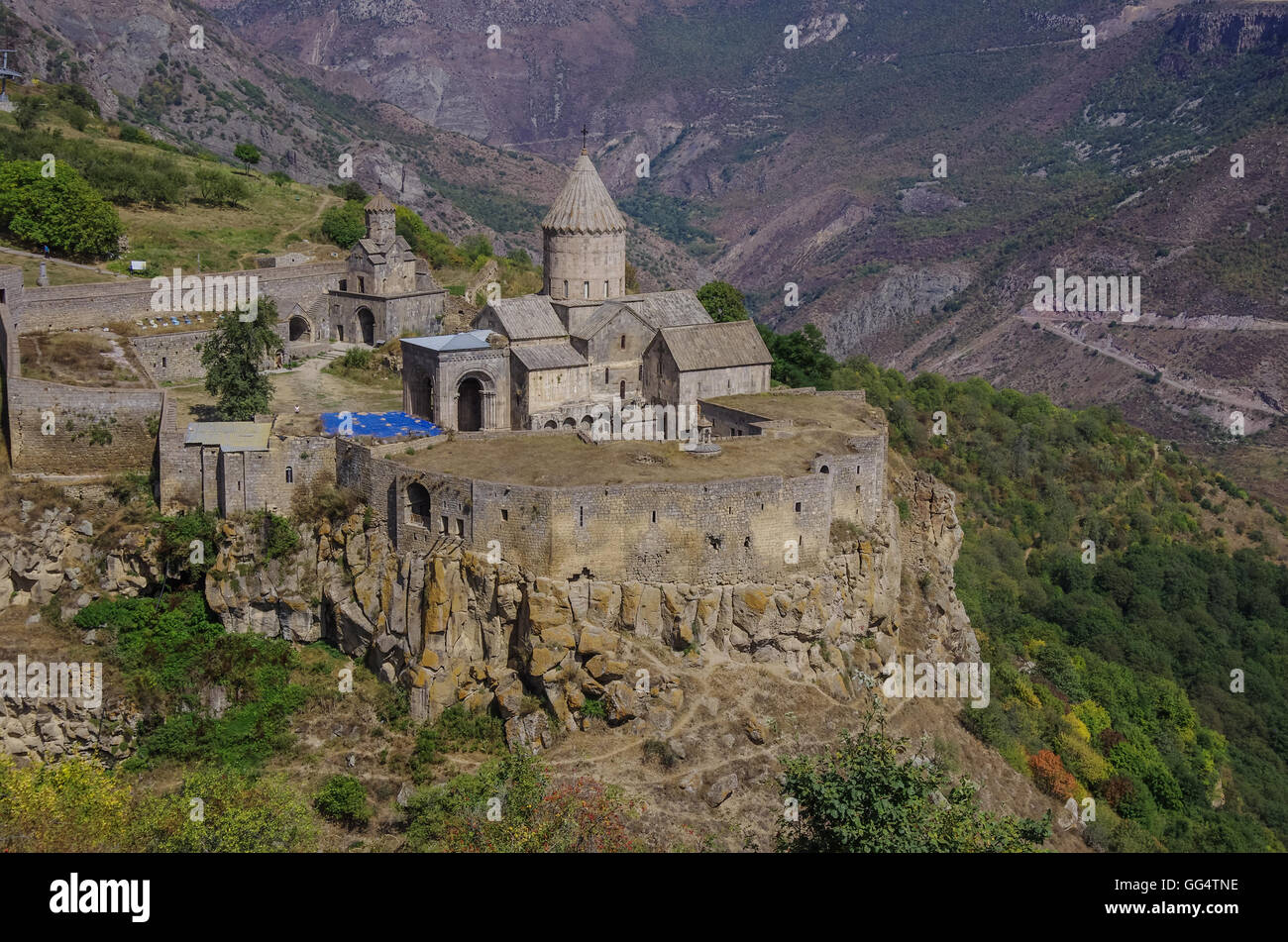 Medieval Tatev monastery, Armenia, about IX century, big building is ...