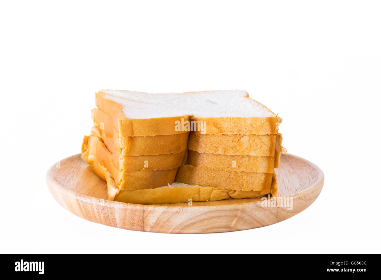 Place the bread on a plate isolated on white background Stock Photo - Alamy