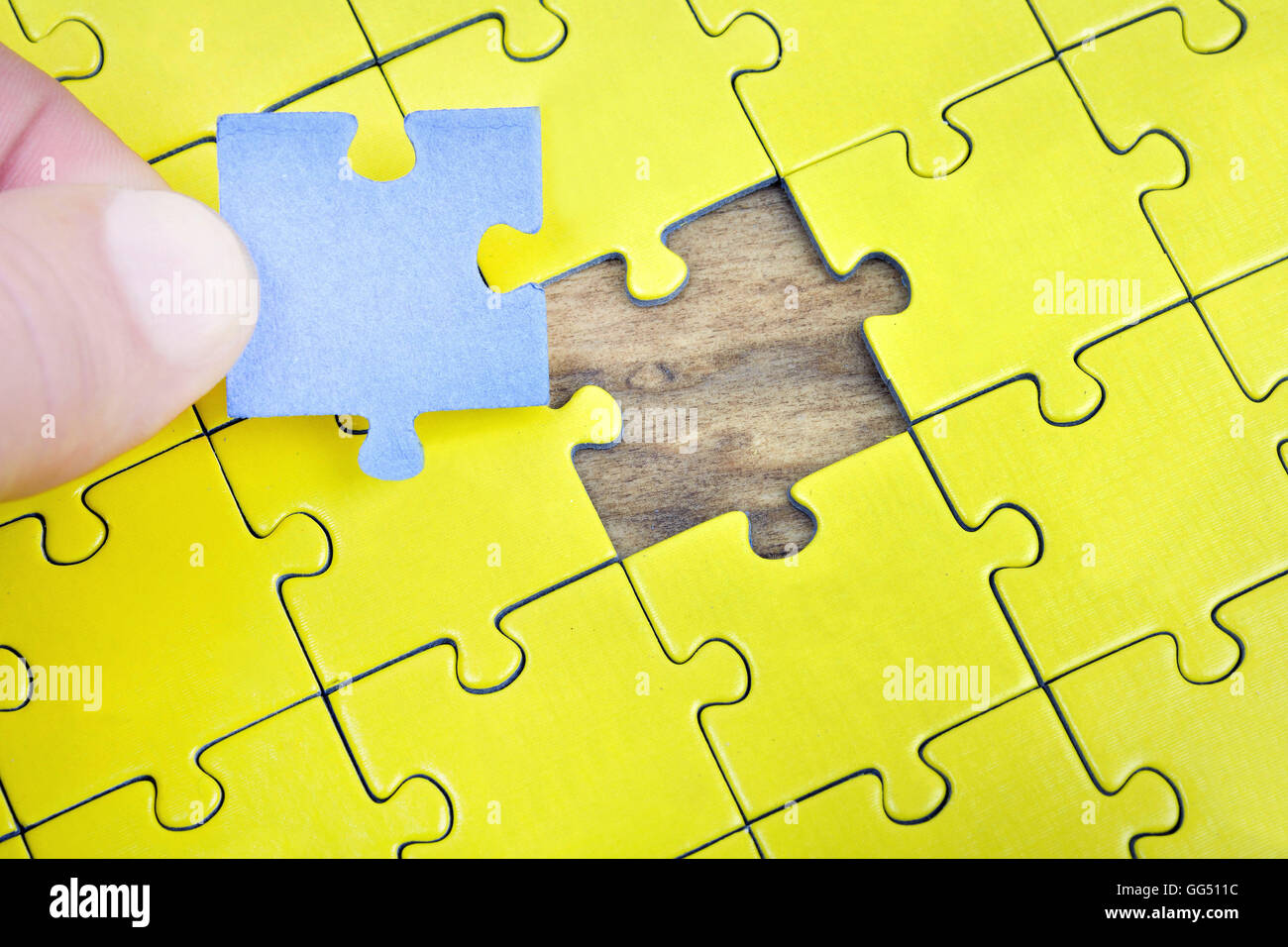Puzzle group with empty piece Stock Photo - Alamy