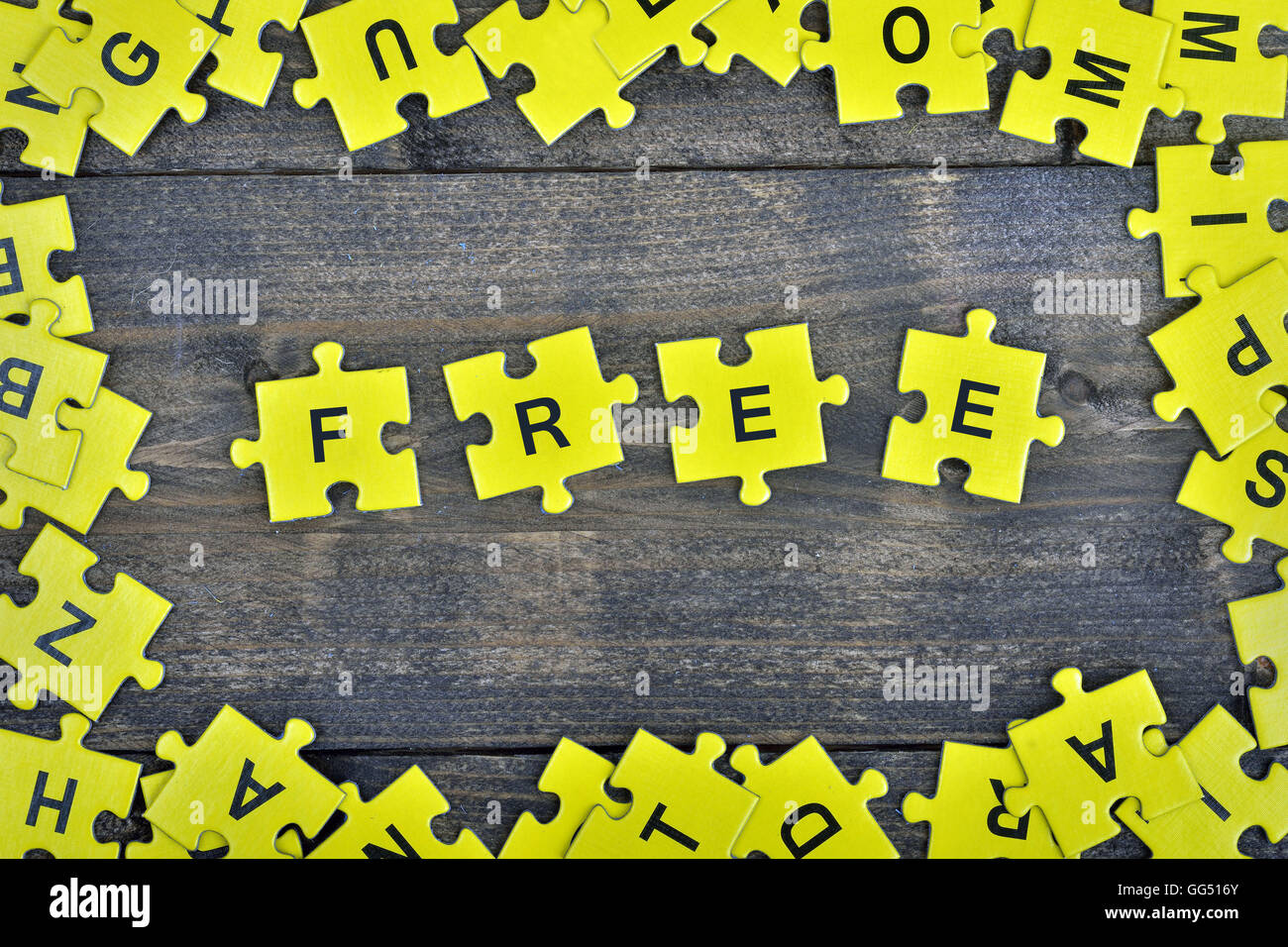 Puzzle pieces with word Free Stock Photo - Alamy