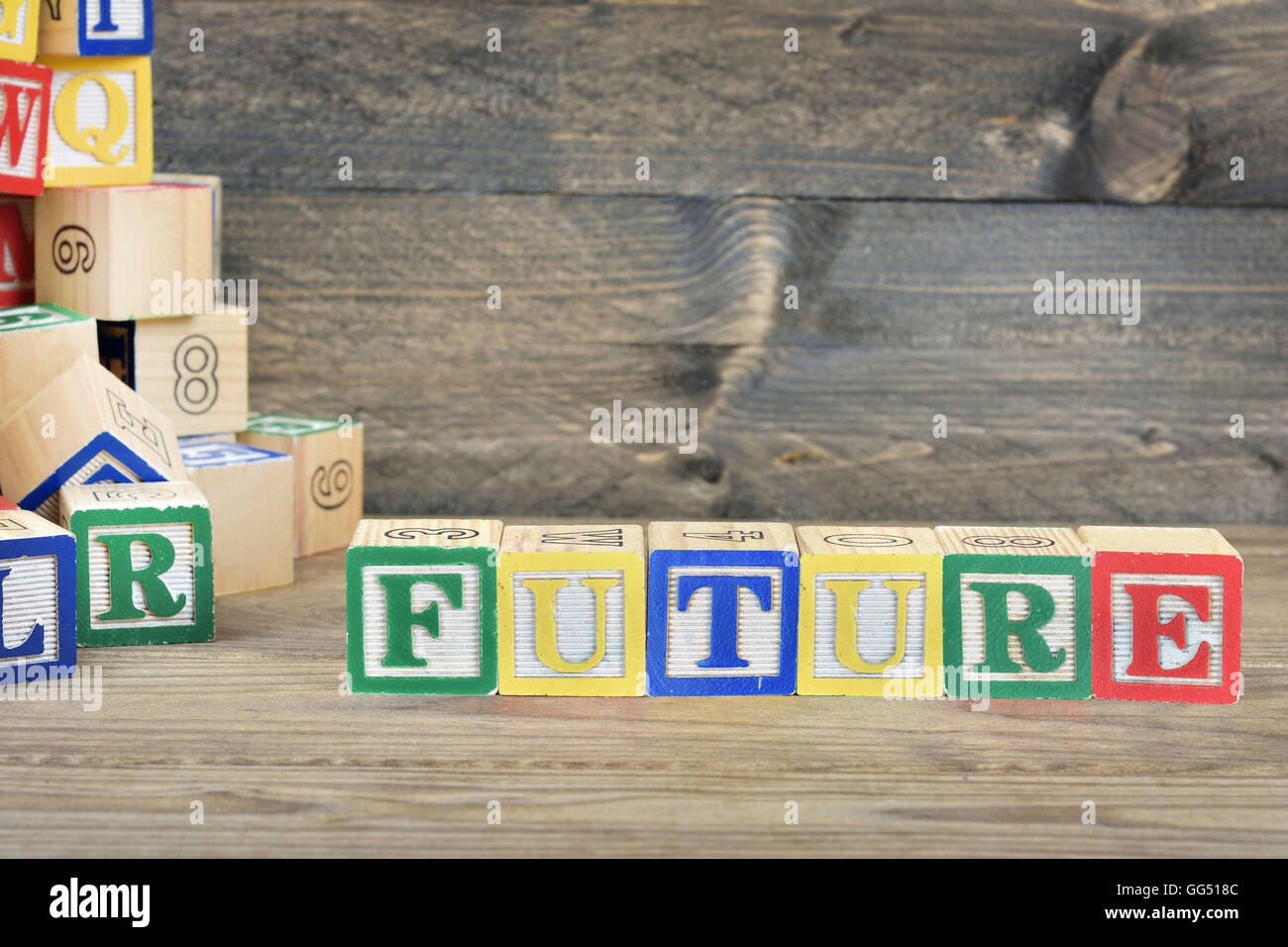 Future word on wooden table Stock Photo - Alamy