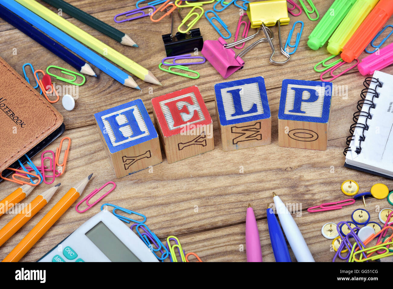 Help word and office tools Stock Photo - Alamy