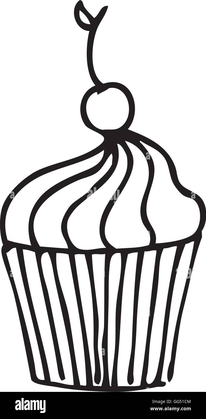 Delicious Cupcake Silhouette Icon Stock Vector Image And Art Alamy