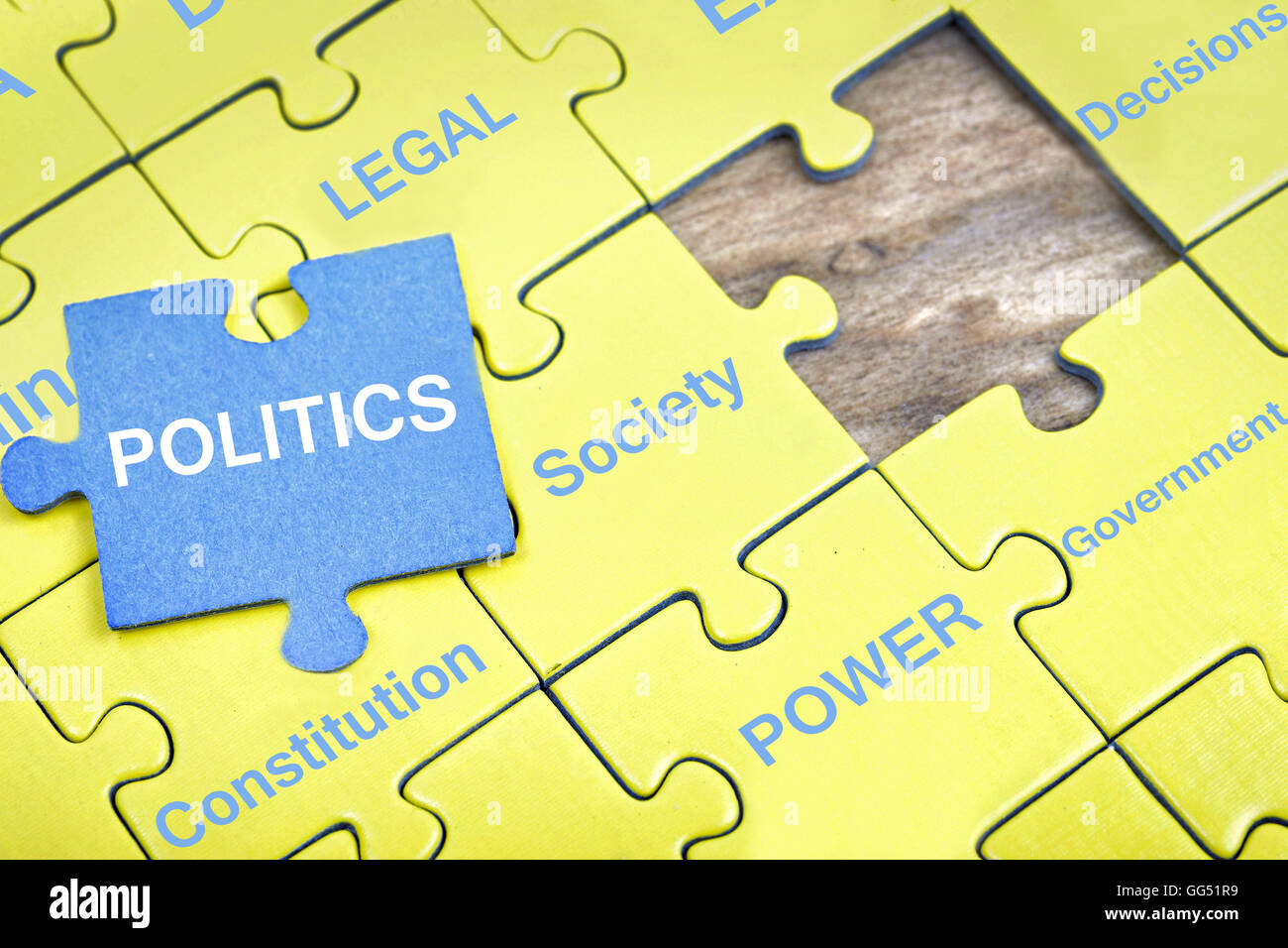 Puzzle pieces with word Politics Stock Photo - Alamy
