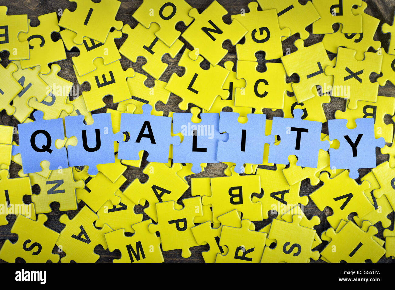 Puzzle pieces with word Quality Stock Photo - Alamy