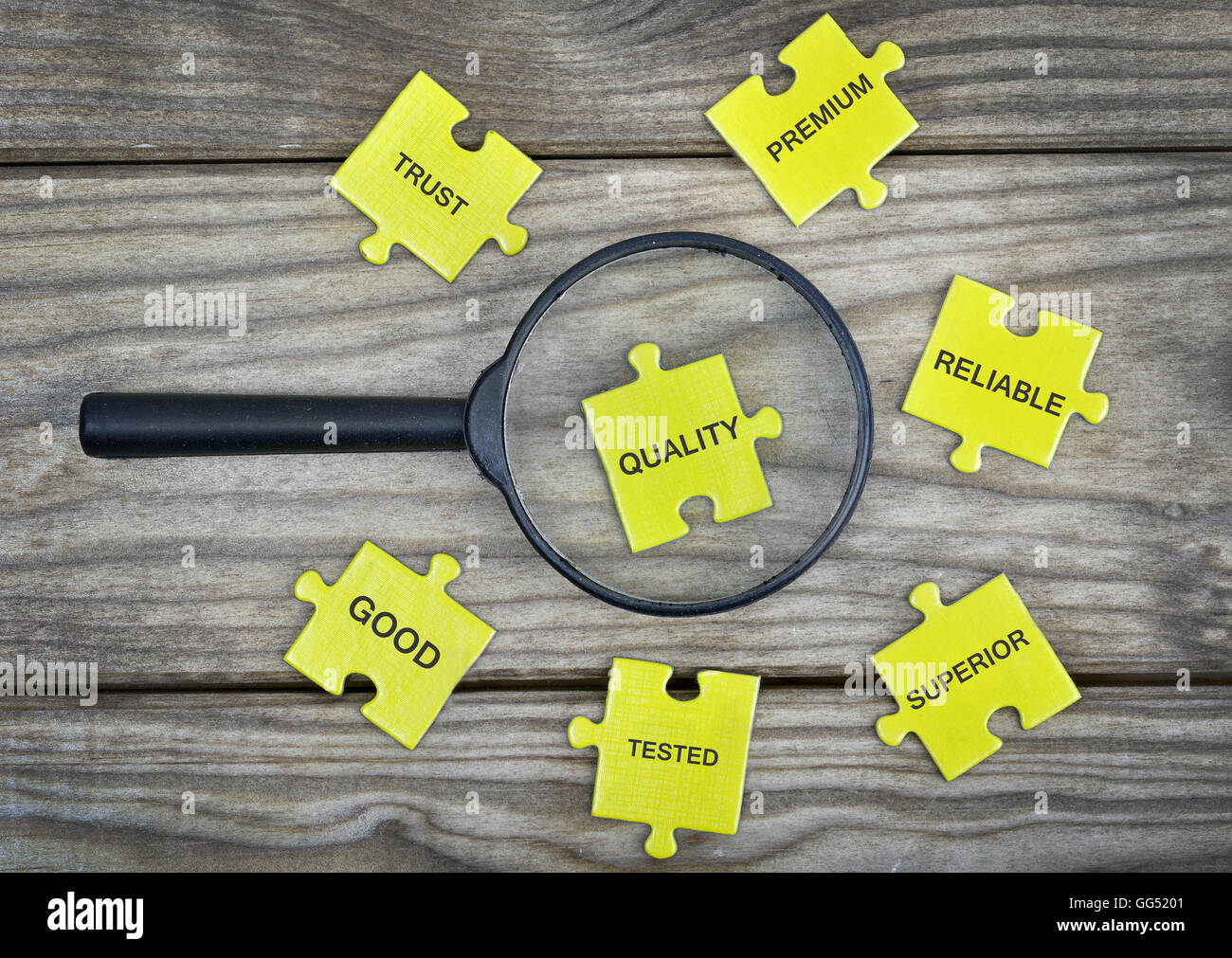 Puzzle pieces with word Quality Stock Photo - Alamy