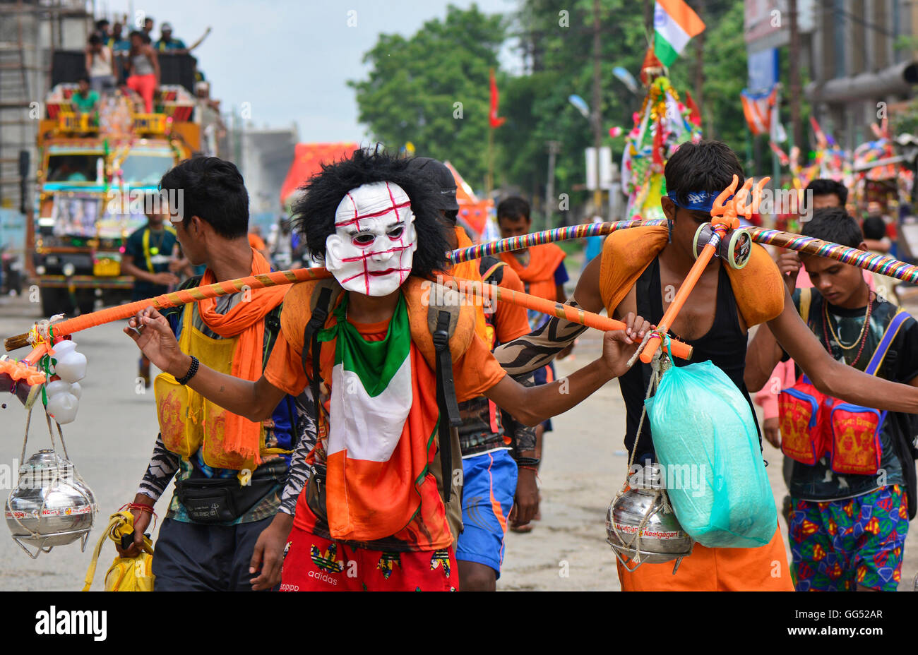 Kavad Yatra is annual pilgrimage of devotees of Shiva, people carry ...