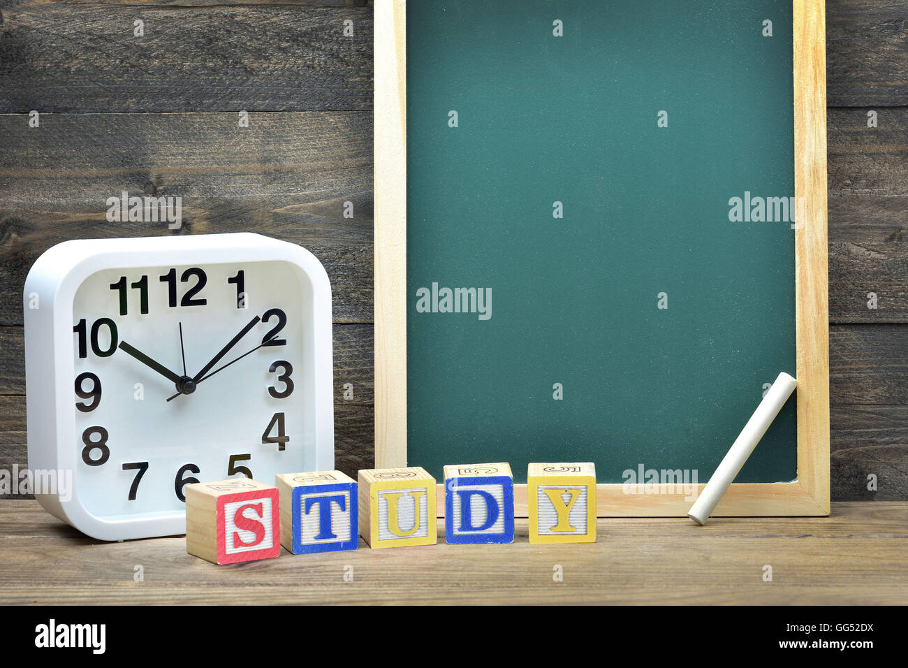 School board and word Study on wooden table Stock Photo - Alamy