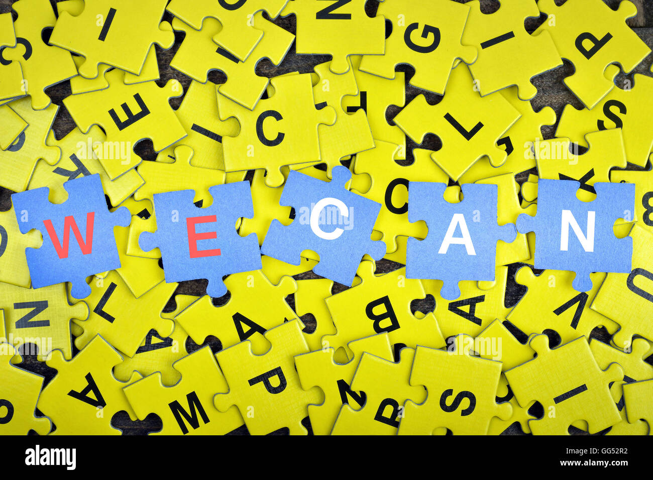 Puzzle pieces with word We Can Stock Photo - Alamy