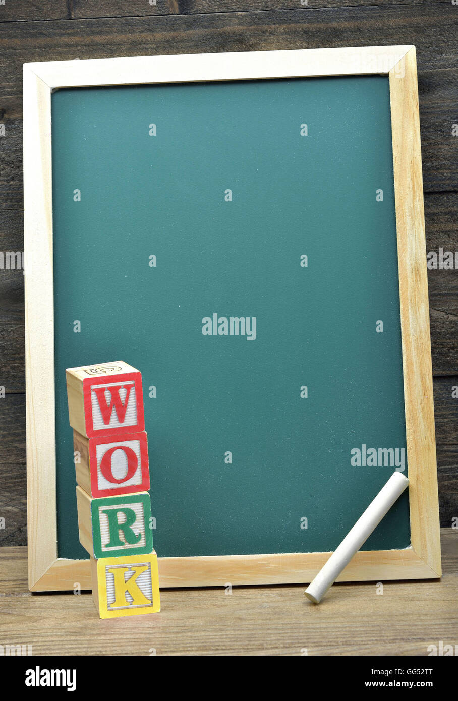 School board and word Work on wooden table Stock Photo - Alamy