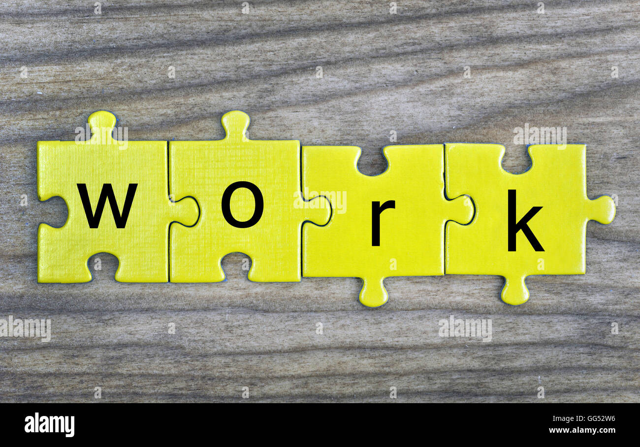 Puzzle pieces with word Work Stock Photo - Alamy