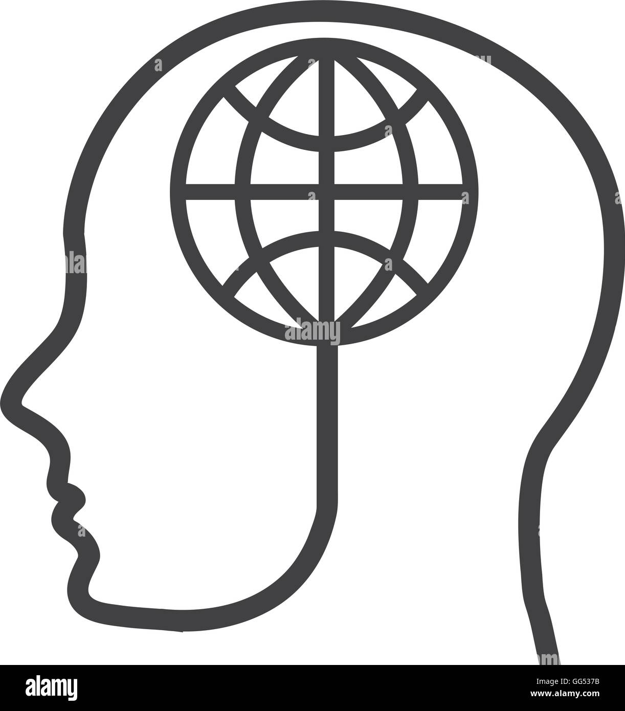 Human head globe icon hi-res stock photography and images - Alamy