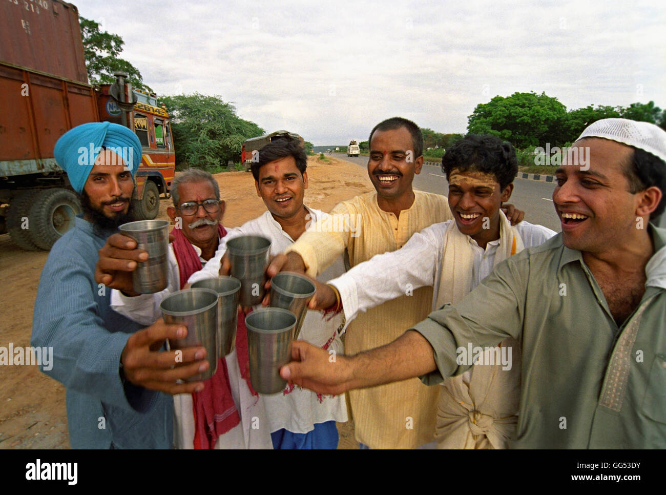 Truck drivers enjoying Stock Photo - Alamy