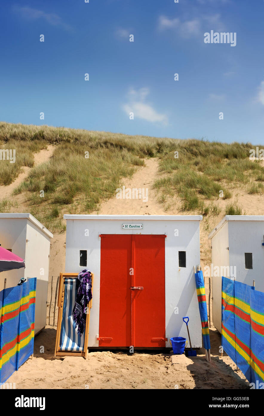 A Woolacombe beach hut in North Devon UK Stock Photo - Alamy