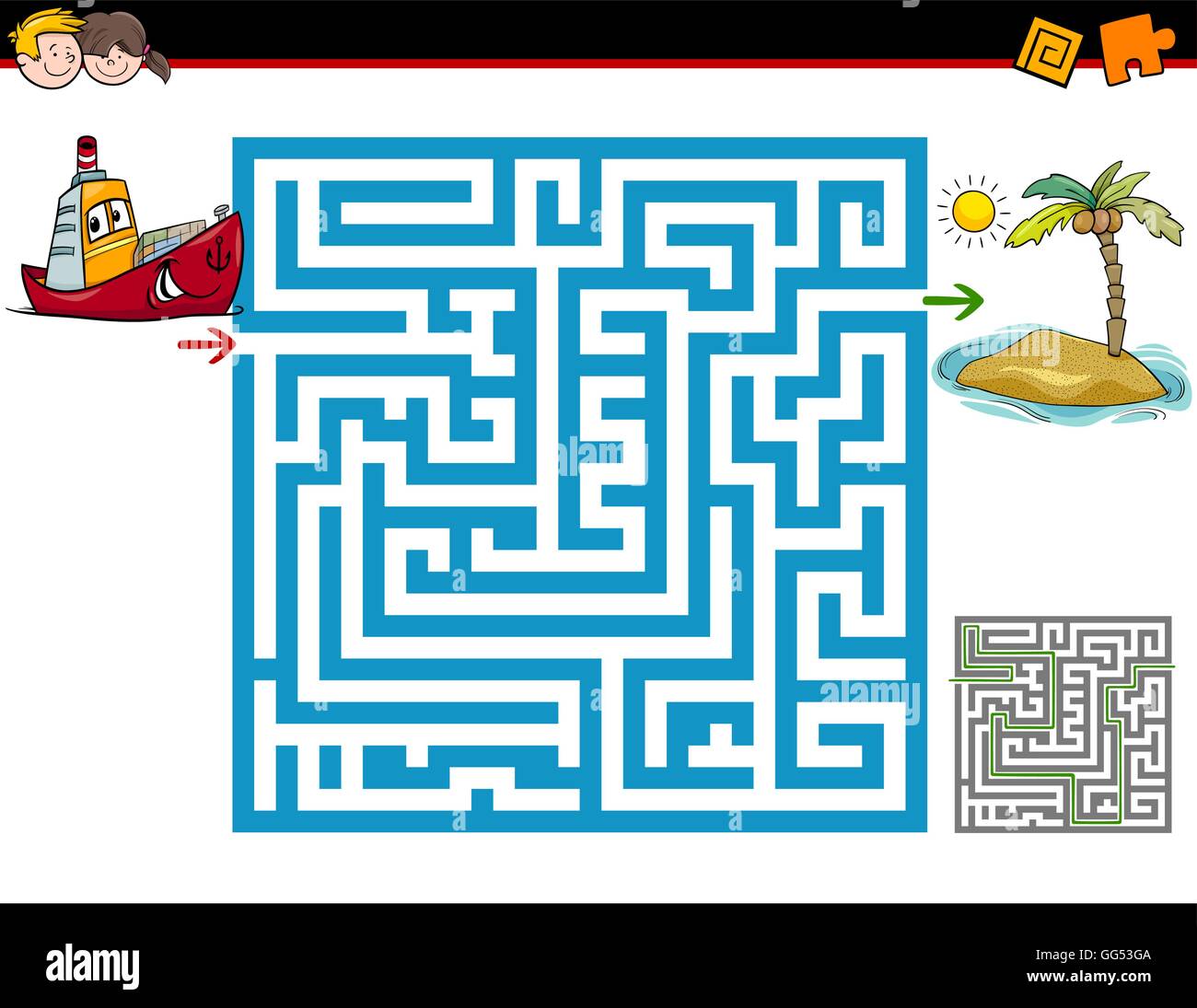 Cartoon Illustration of Education Maze or Labyrinth Activity Task for ...