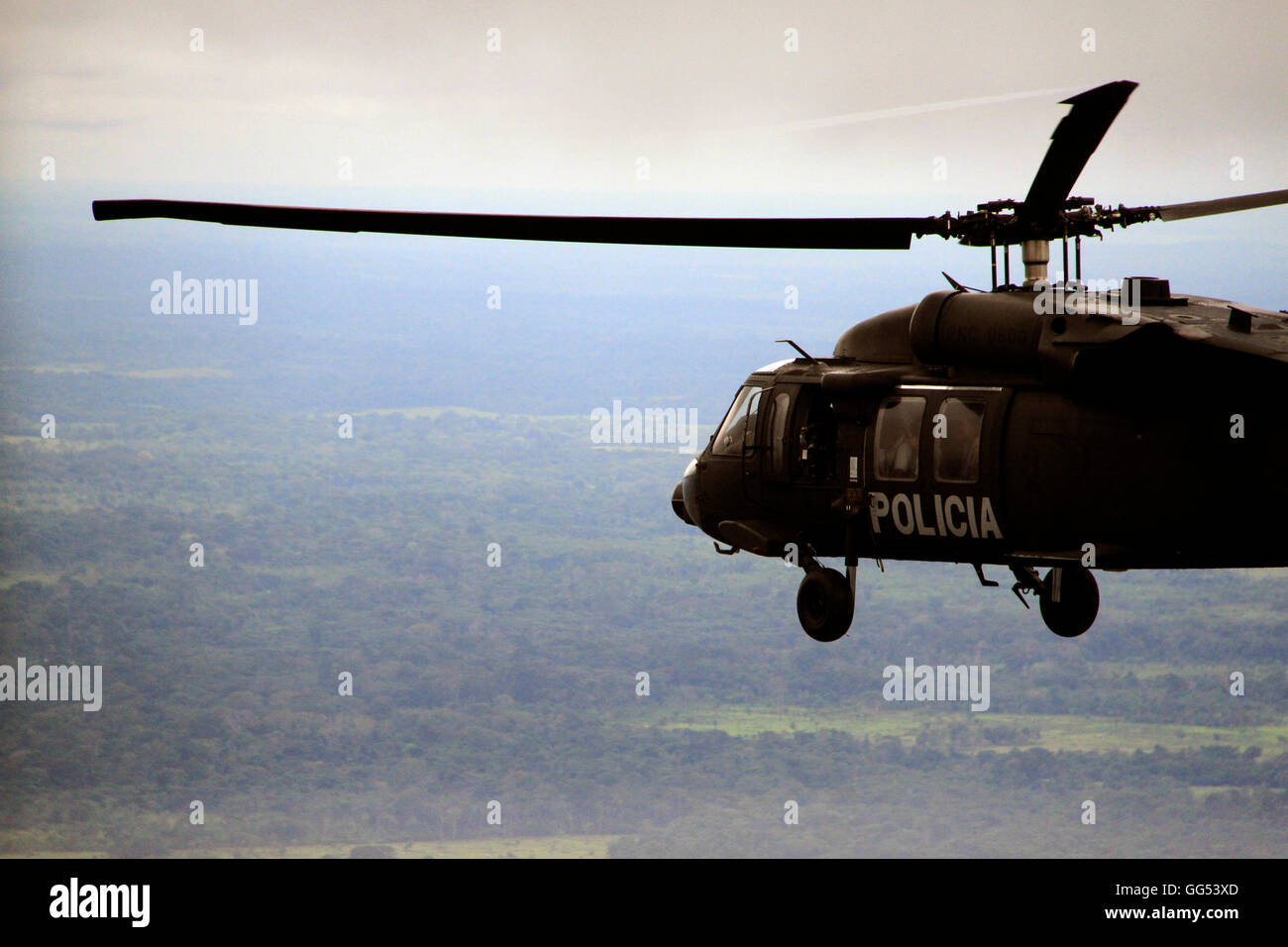 Colombian anti-drug police during operation of destroying cocaine ...