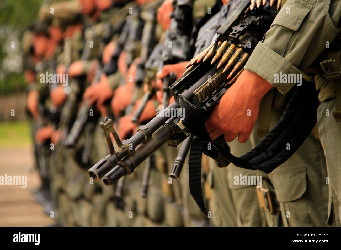 Colombian anti-drug police during operation of destroying cocaine ...