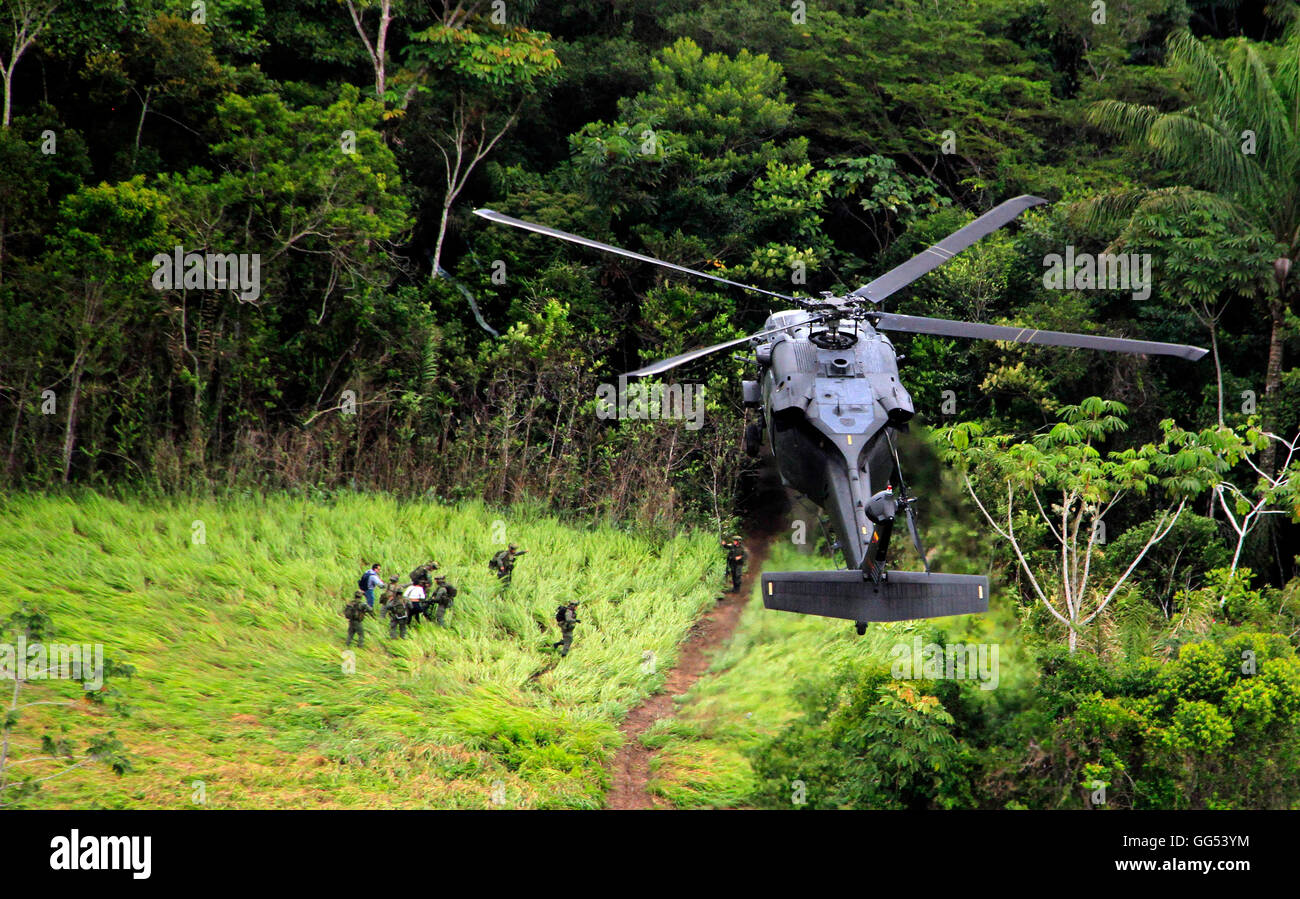 Colombian anti-drug police during operation of destroying cocaine ...