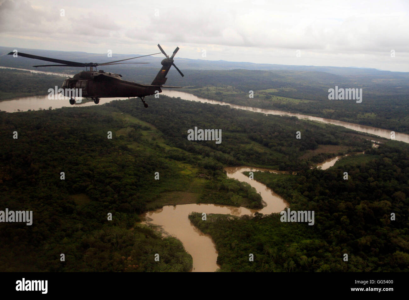 Colombian anti-drug police during operation of destroying cocaine ...